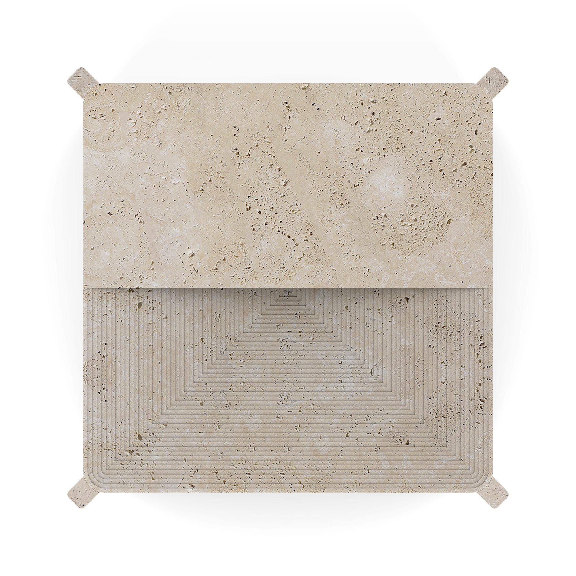 Arkhe No 1 Coffee Table Square Travertine, Modern Sculptural by Fulden ...