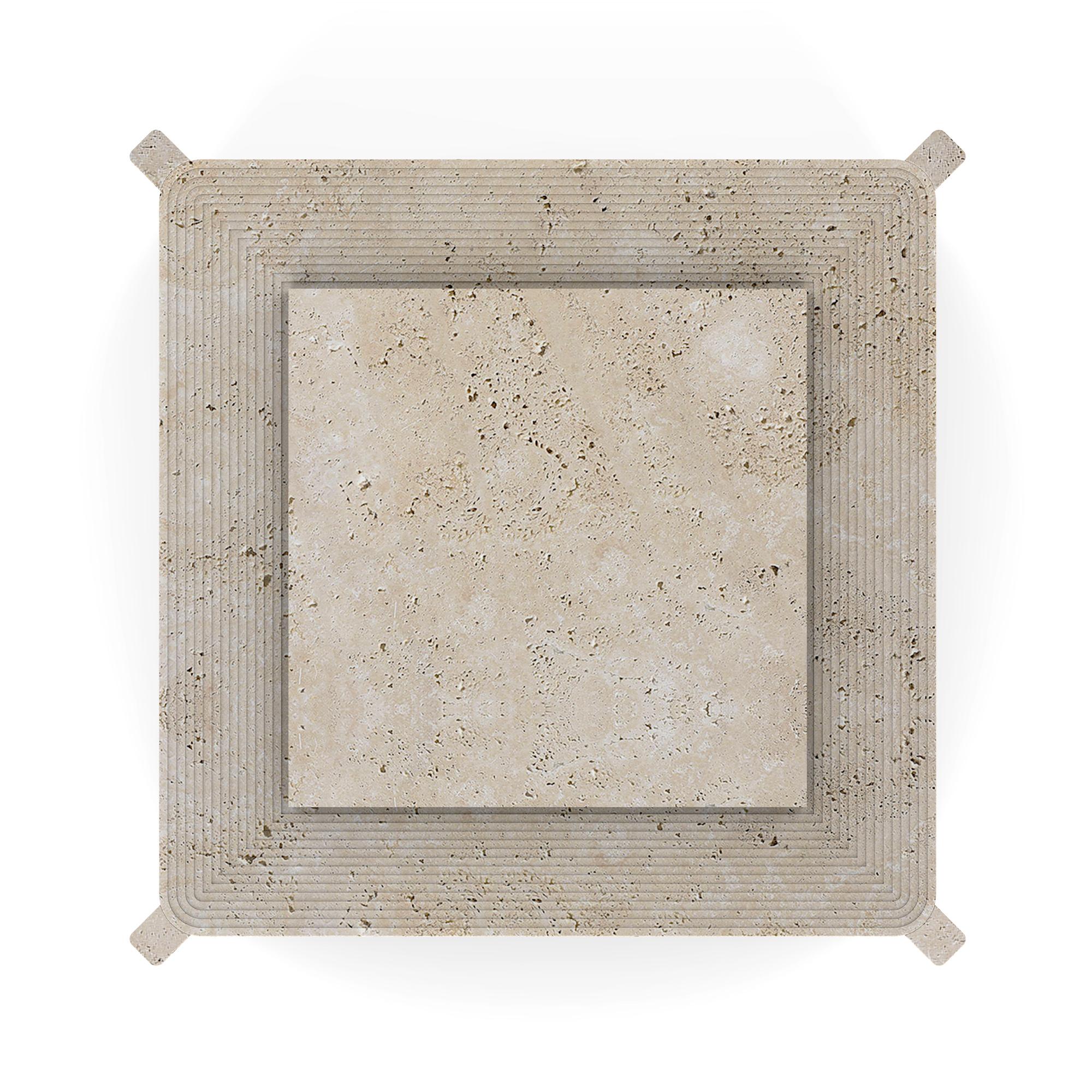 Arkhe No 2 Coffee Table Square Travertine, Modern Sculptural by Fulden ...