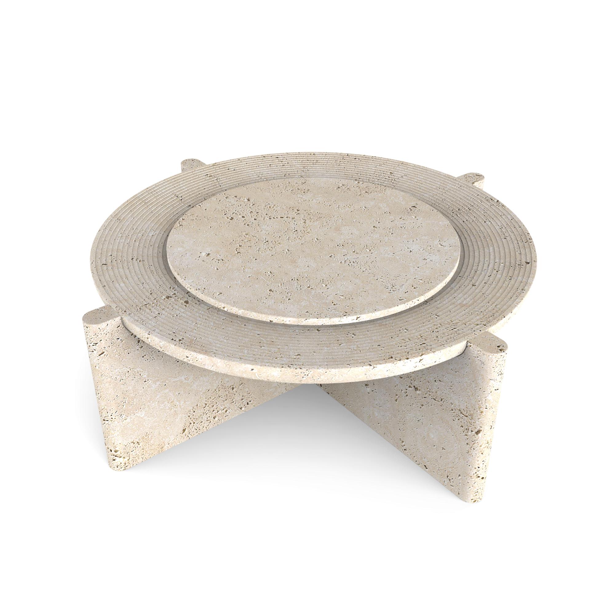 Arkhe No 2 Coffee Table Travertine, Modern Sculptural Round by Fulden ...
