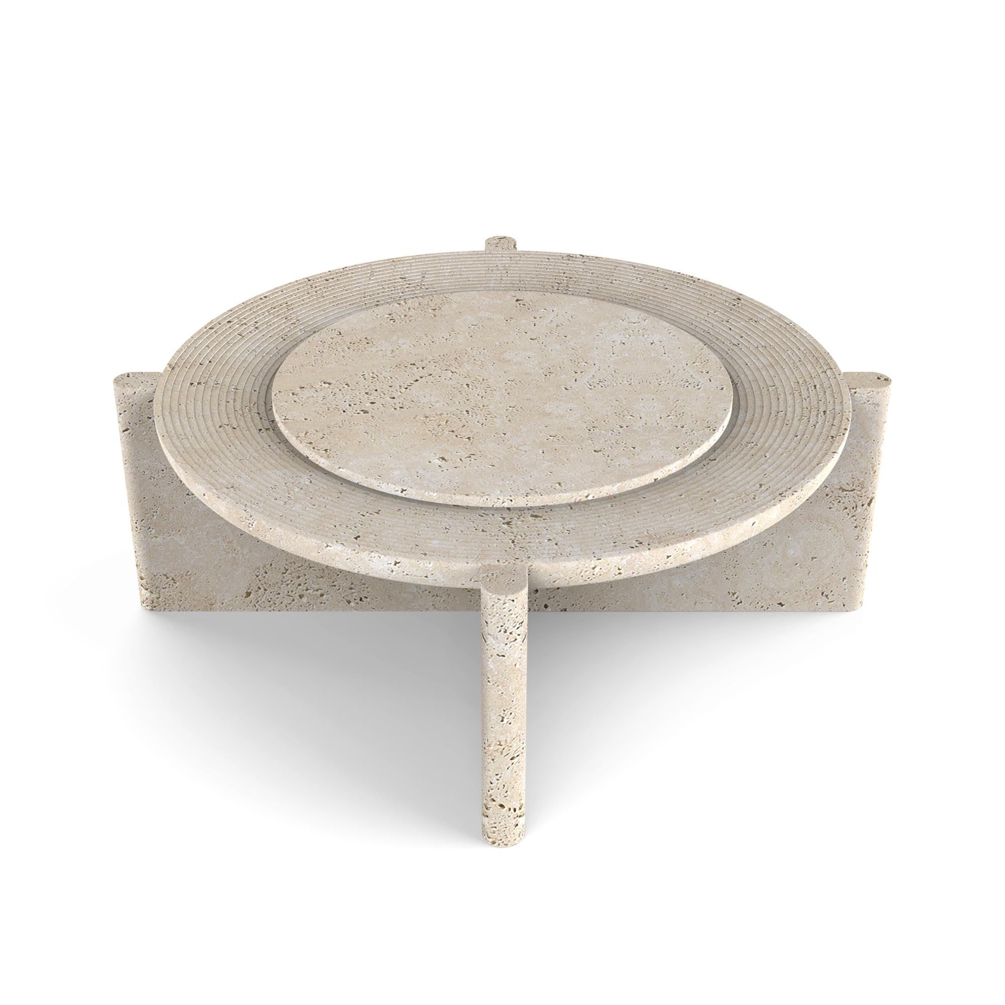 Arkhe No 2 Coffee Table Travertine, Modern Sculptural Round by Fulden ...