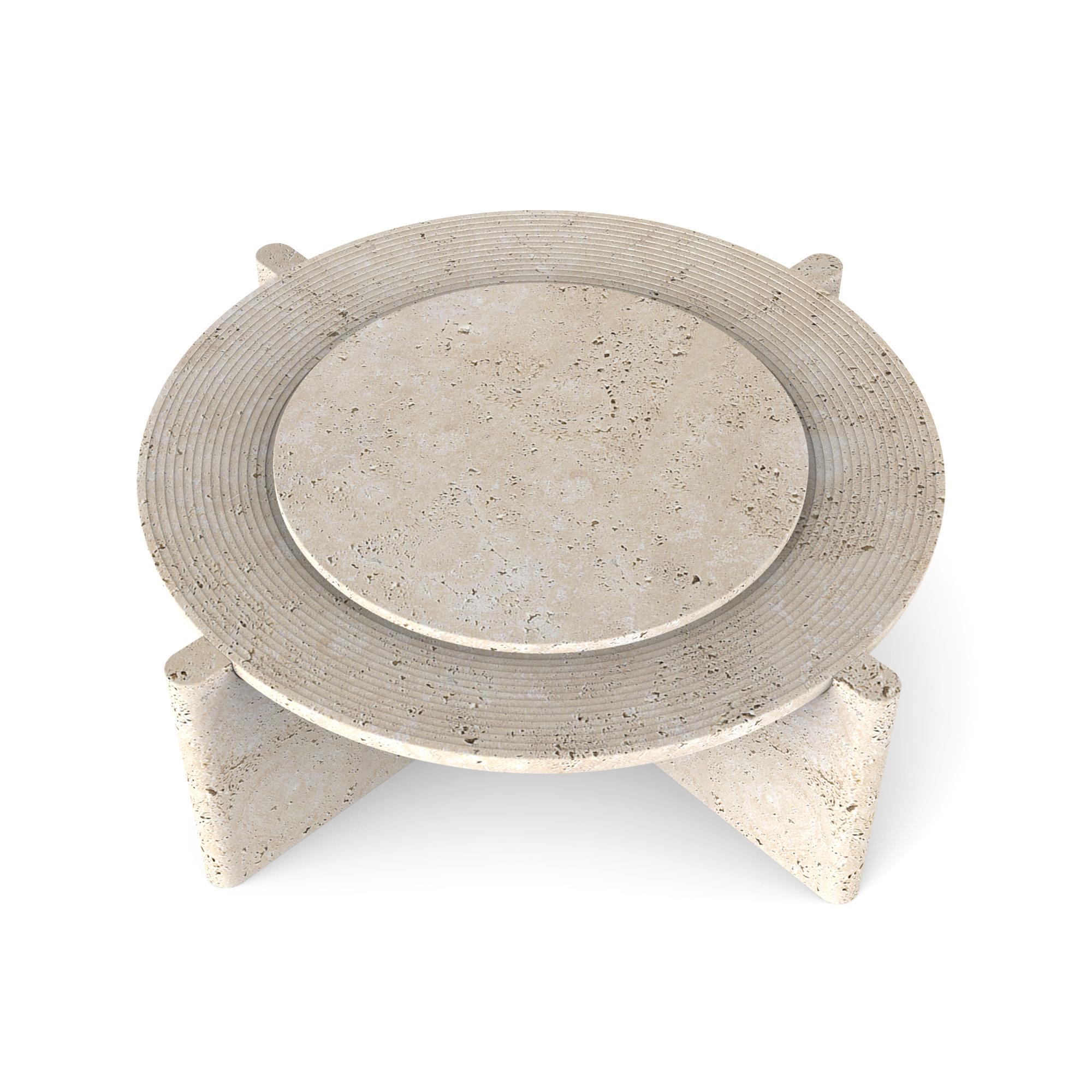 Arkhe No 2 Coffee Table Travertine, Modern Sculptural Round by Fulden ...