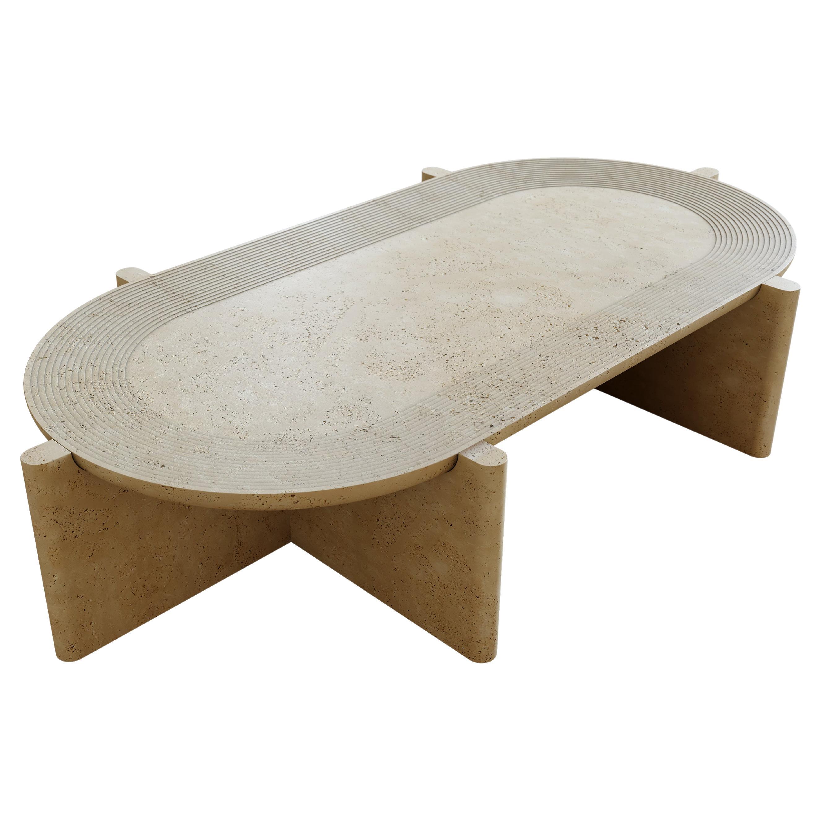 Arkhe Oval No. 4 Travertine Coffee Table by Studio Kali For Sale at 1stDibs