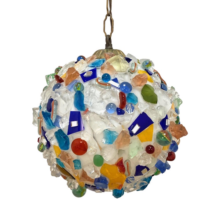 Arlecchino Italian Ball Chandelier from the 1970s, Glass Multi-Color ...