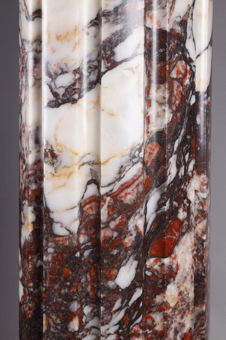 Arlequin Breche" marble column with fluted shaft, 19th century For Sale ...