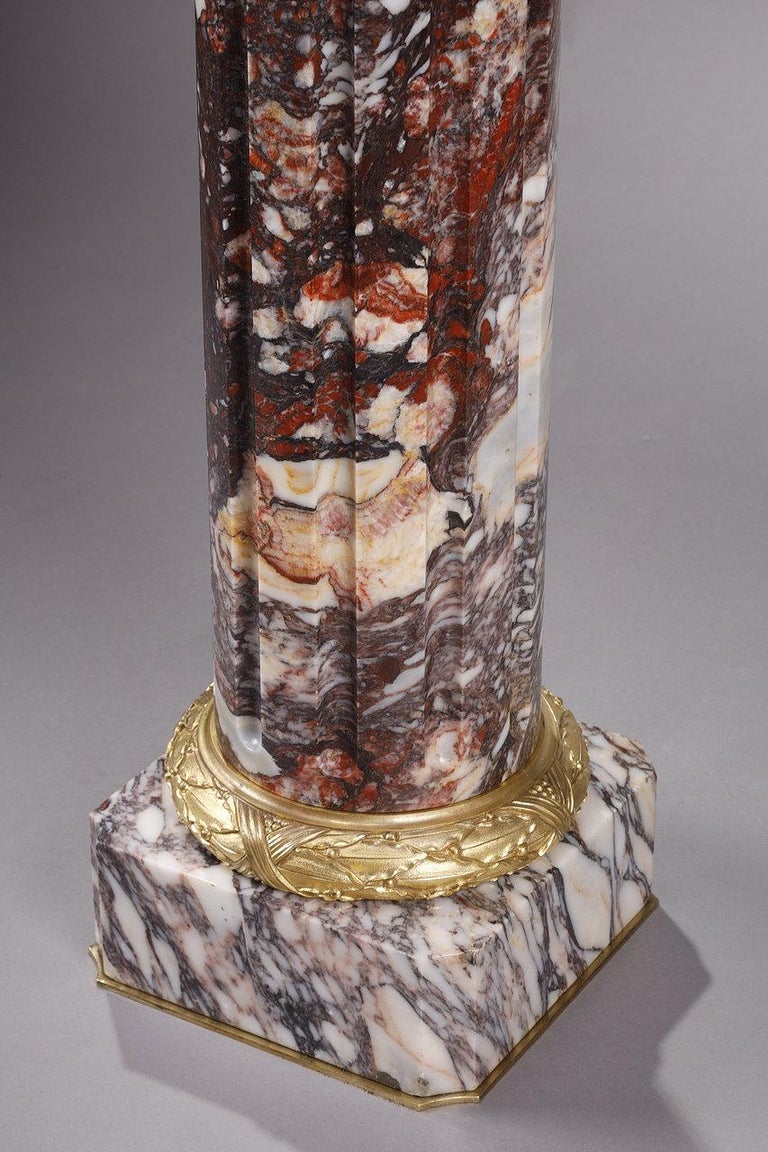 Arlequin Breche" marble column with fluted shaft, 19th century For Sale ...
