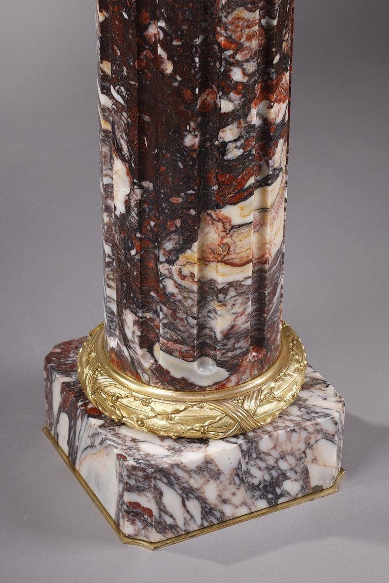 Arlequin Breche" marble column with fluted shaft, 19th century For Sale ...