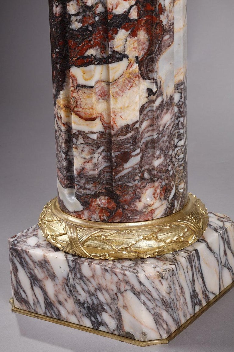 Arlequin Breche" marble column with fluted shaft, 19th century For Sale ...