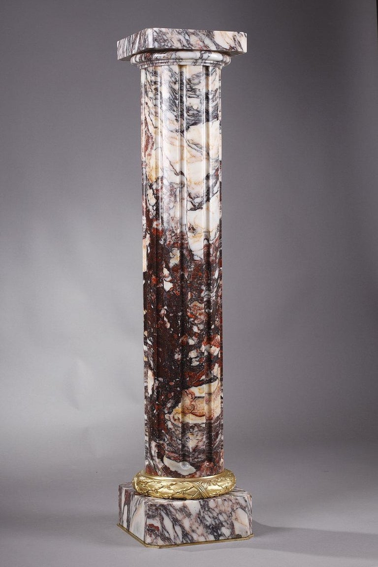 Arlequin Breche" marble column with fluted shaft, 19th century For Sale ...