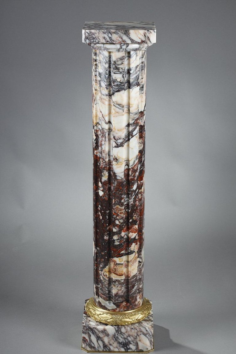 Arlequin Breche" marble column with fluted shaft, 19th century For Sale ...