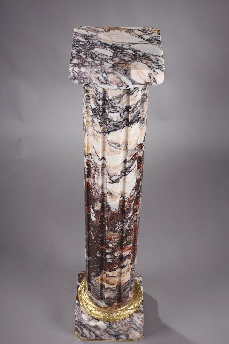 Arlequin Breche" marble column with fluted shaft, 19th century For Sale ...