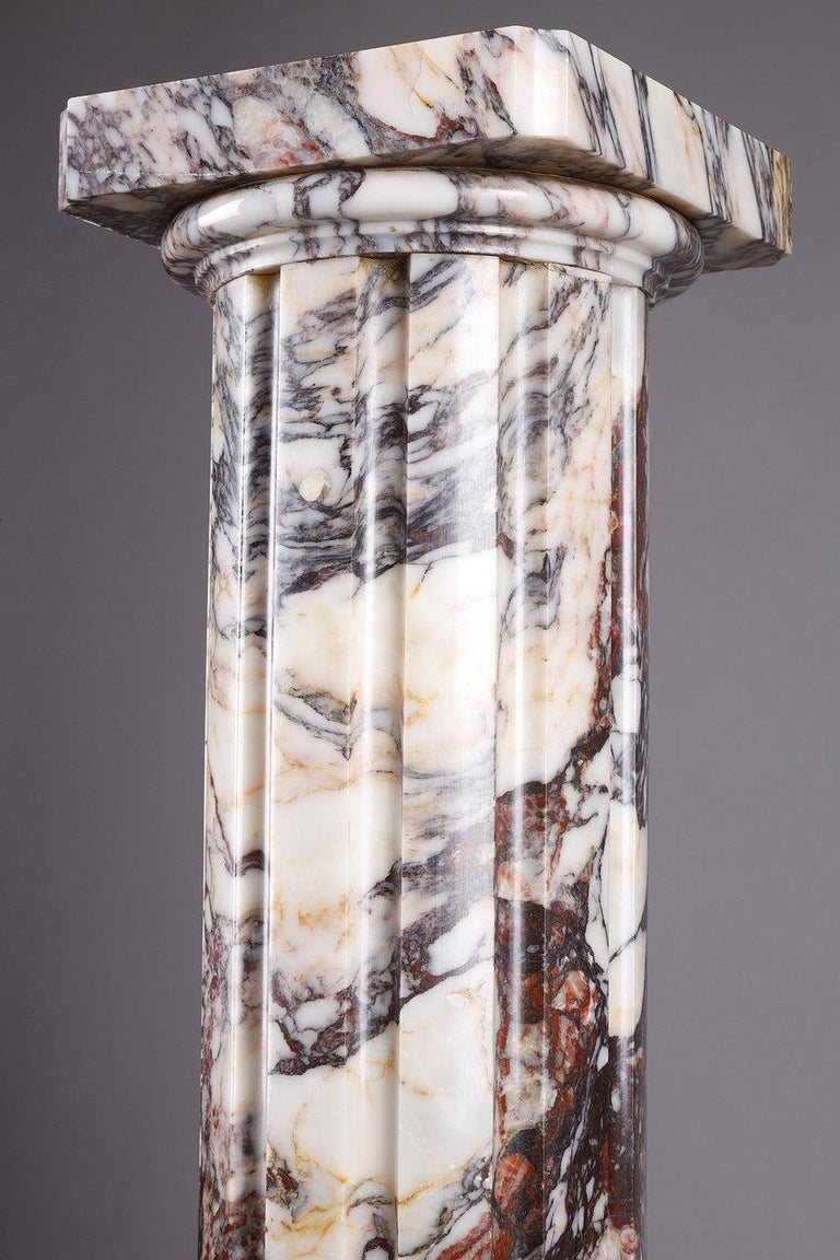 Arlequin Breche" marble column with fluted shaft, 19th century For Sale ...