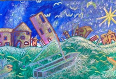 Scott Woodard - "Ruby Wall" Surrealist Minimal Landscape Painting For ...