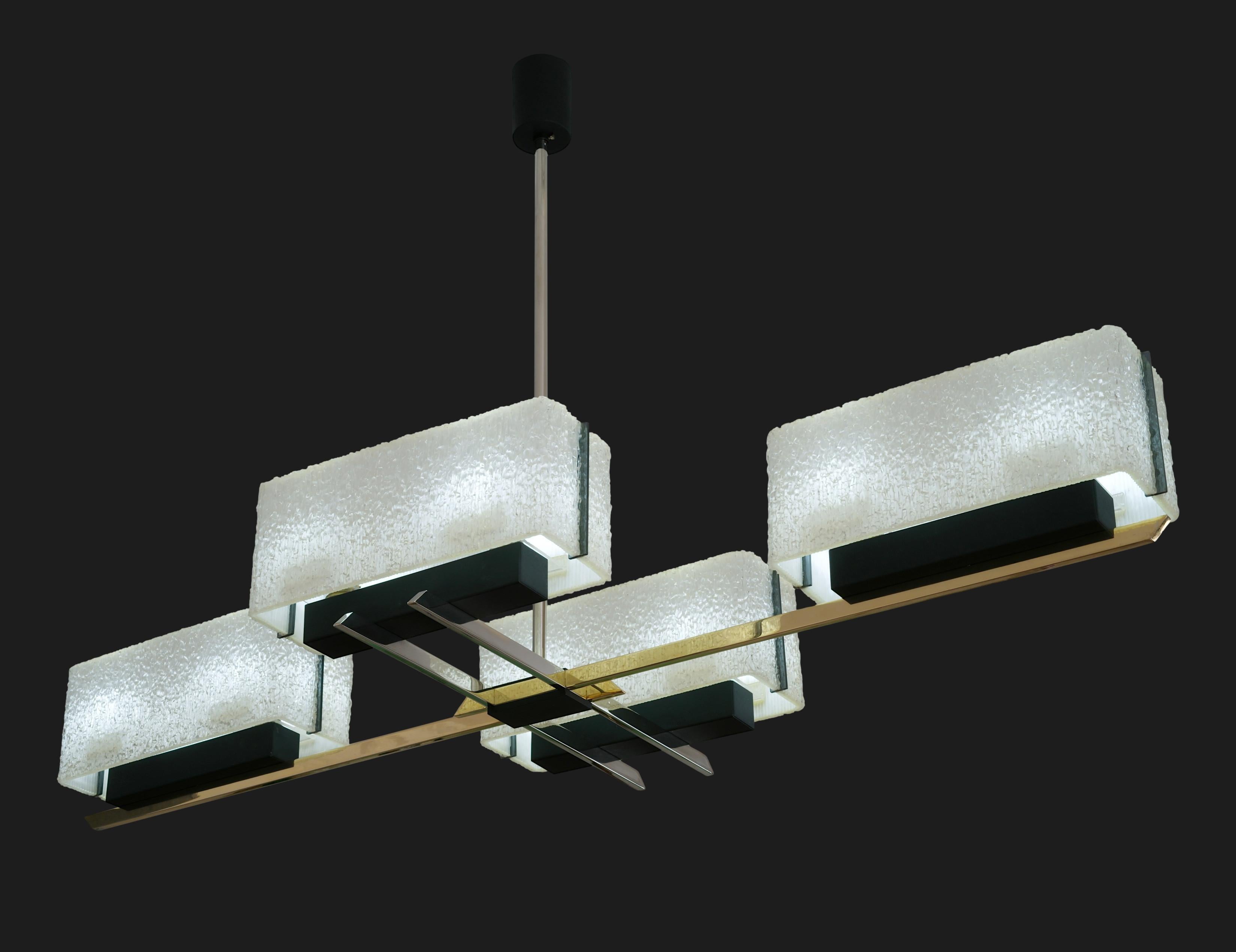 Arlus French Midcentury Mad Men Chandelier, 1950s For Sale at 1stDibs