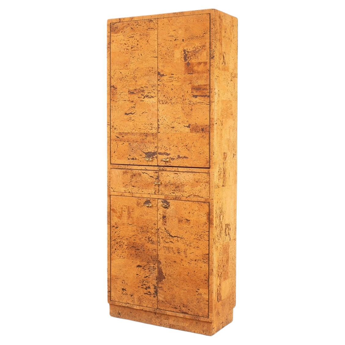 Vintage Cork and Wood Cabinet - Cantù Craftsman For Sale at 1stDibs