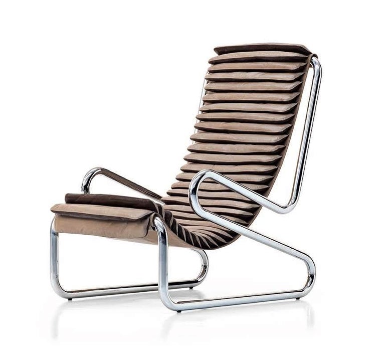 Armadillo Armchair in Cream Fabric Seat with Chrome Frame by Busnelli ...