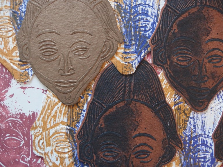 Arman - Accumulation of African Masks - Original Handsigned Collage For ...