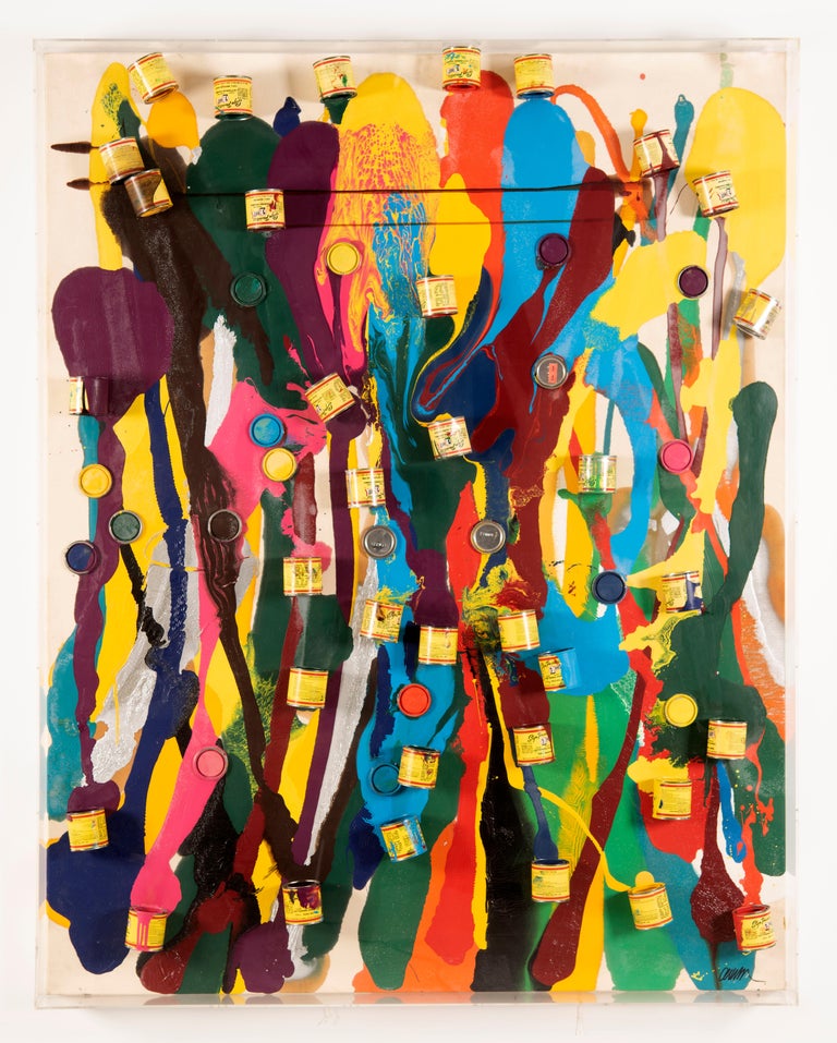 Arman - Arman, Untitled, Paint Cans and Acrylic Paint on Canvas, 1989 ...