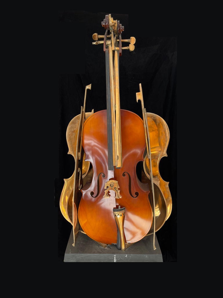 Arman - Arman Wrath of Cello bronze and wood sculpture For Sale at 1stDibs