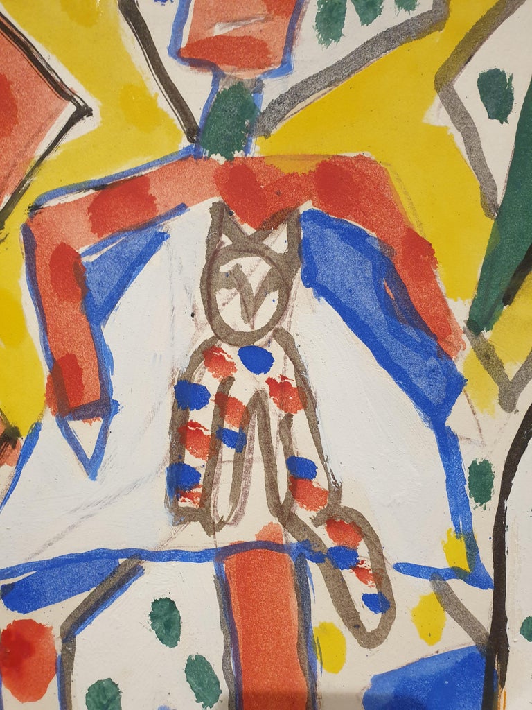 Armand Avril - Seated Lady with Cats. Abstract Expressionist Oil on ...