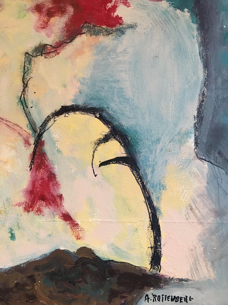 Armand Rottenberg - Large Turquoise French Expressionist Abstract Oil ...