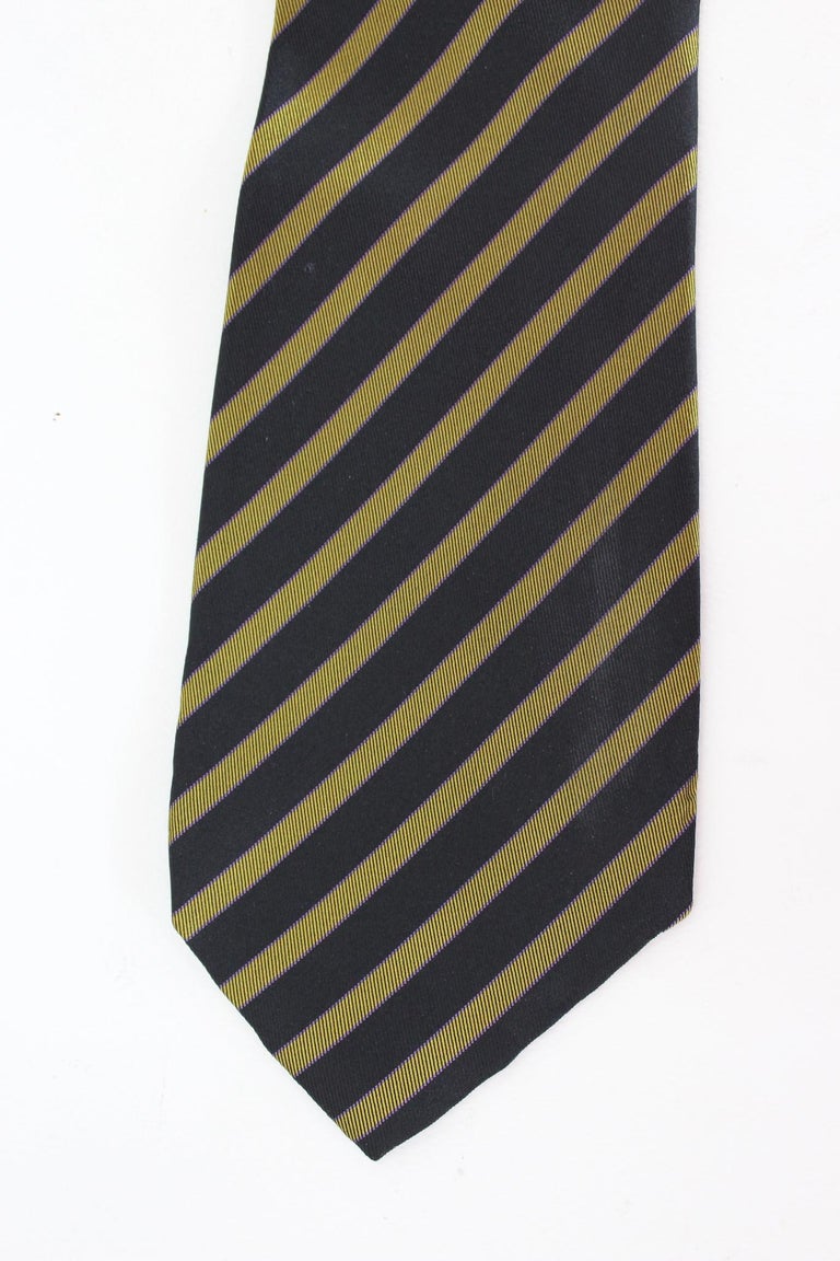 Armani Blue Yellow Silk Vintage Regimental Tie For Sale at 1stDibs