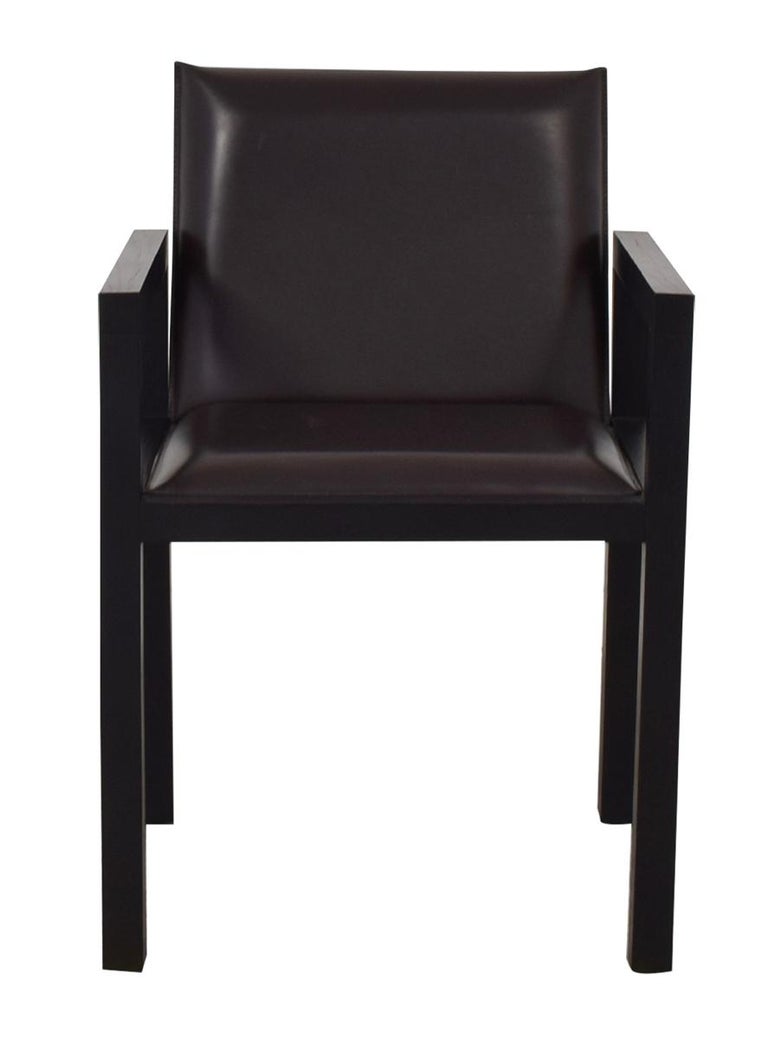 Armani Casa Modern ‘Dallas’ Armchair, Brown Black Leather and Oak ...