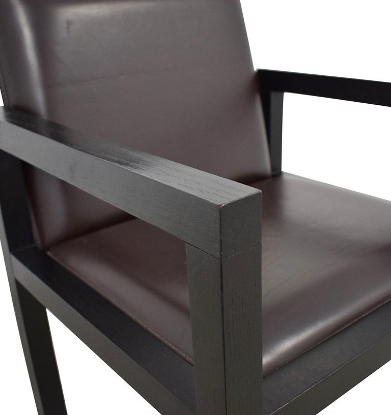 Armani Casa Modern ‘Dallas’ Armchair, Brown Black Leather and Oak ...