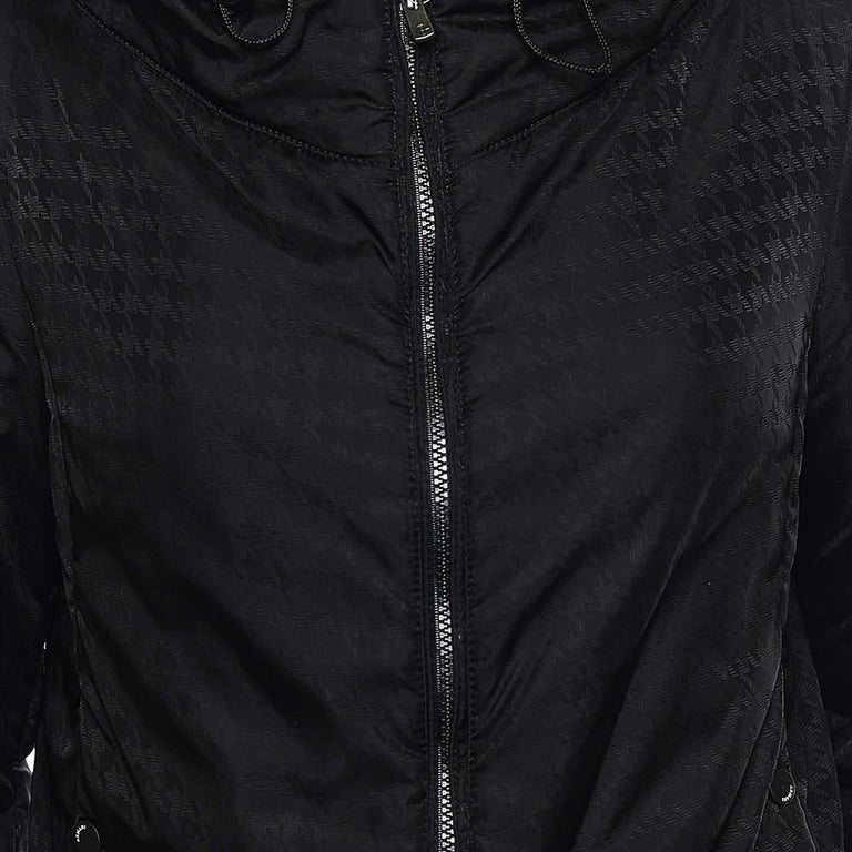 Armani Collezioni Black Synthetic Concealed Hood Detail Zip Front ...