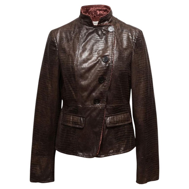 Armani Collezioni Brown Faux Snakeskin Jacket For Sale at 1stDibs