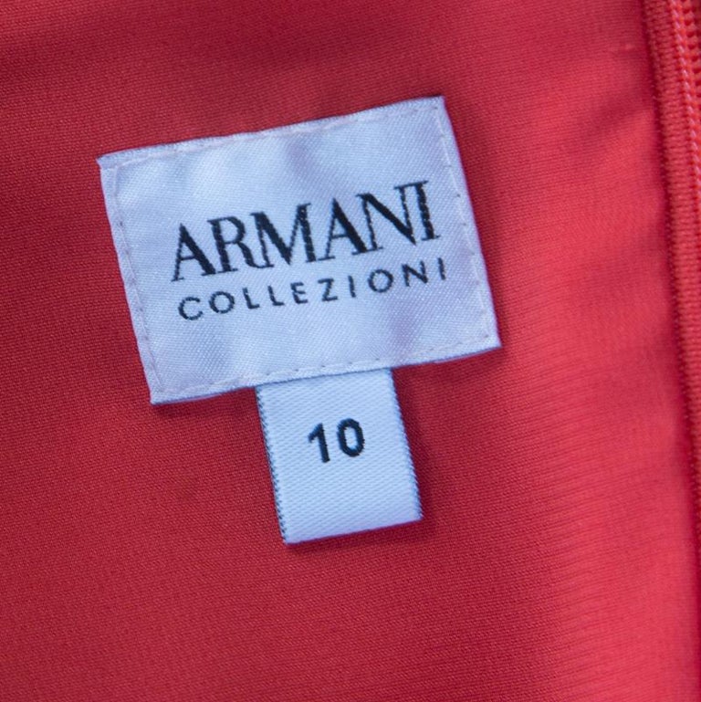 Armani Collezioni Red Ruched Sleeveless Maxi Dress L at 1stDibs