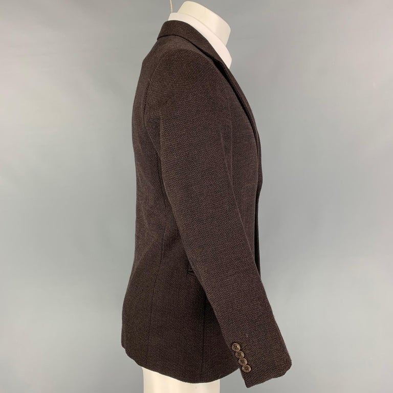ARMANI COLLEZIONI Size 38 Brown Herringbone Wool Blend Sport Coat For ...