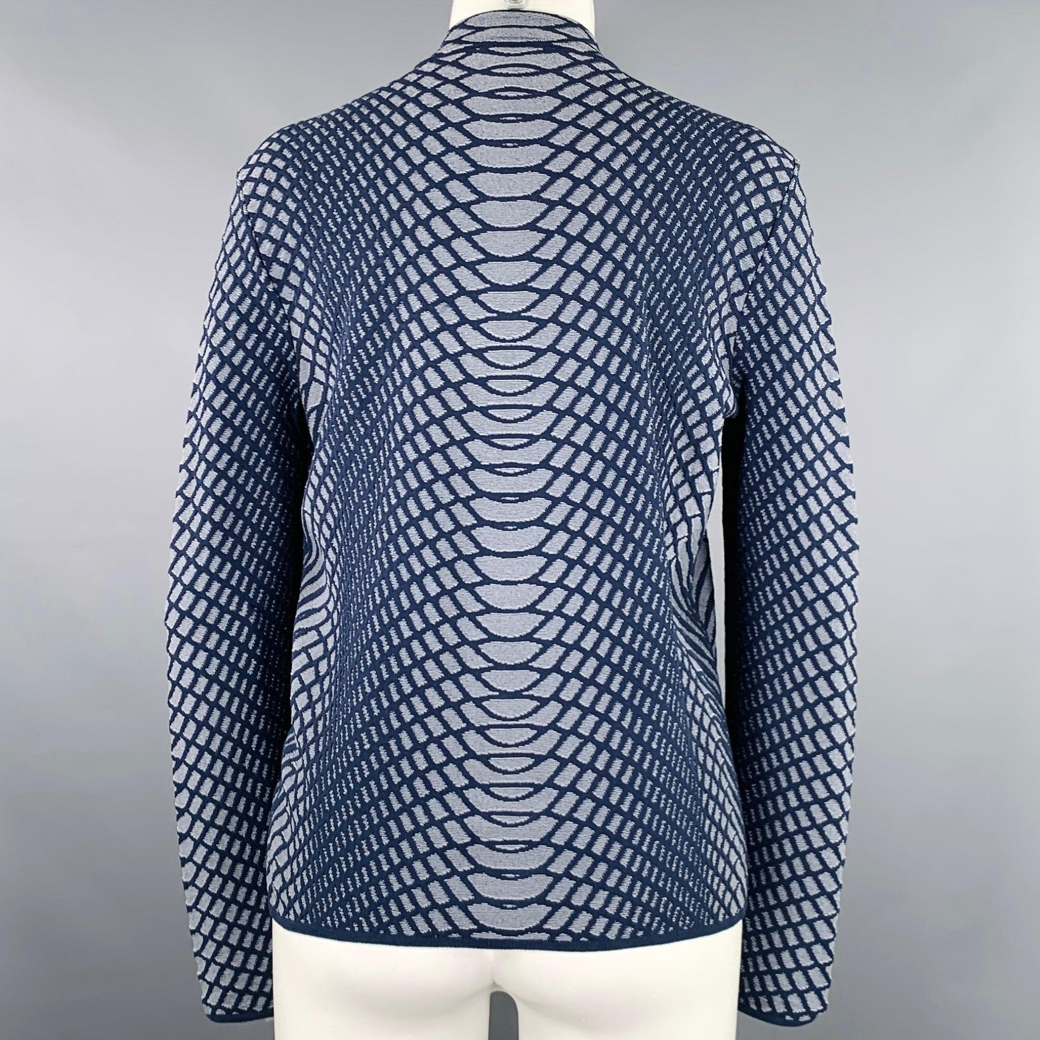 ARMANI COLLEZIONI Size 8 Blue Viscose Polyester Jacket For Sale at 1stDibs