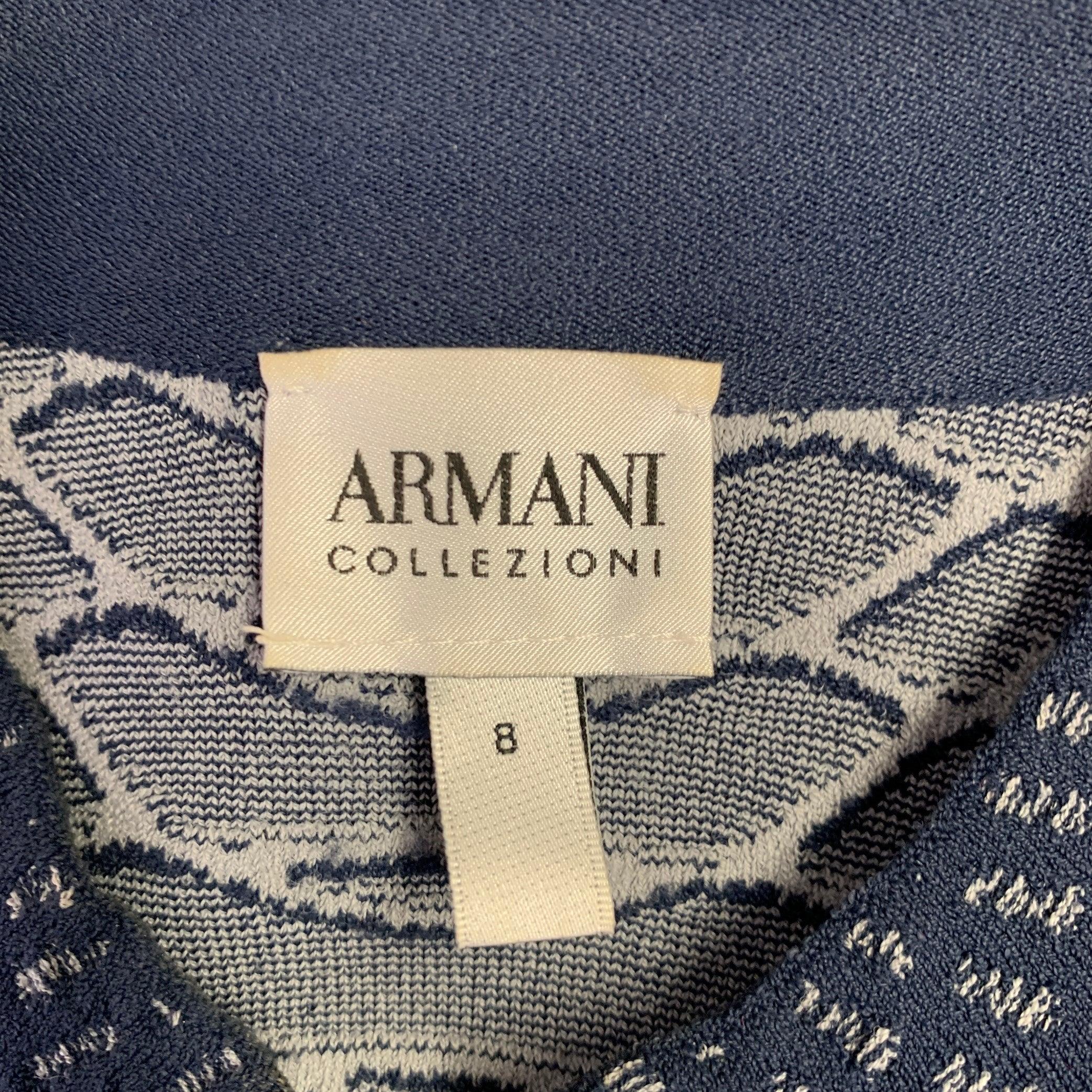 ARMANI COLLEZIONI Size 8 Blue Viscose Polyester Jacket For Sale at 1stDibs
