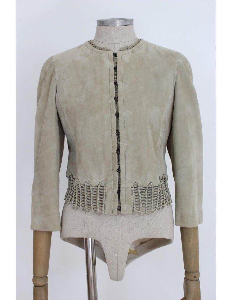Armani Gray Leather Bolero Jacket at 1stDibs