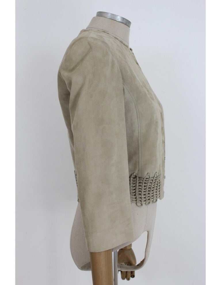 Armani Gray Leather Bolero Jacket at 1stDibs