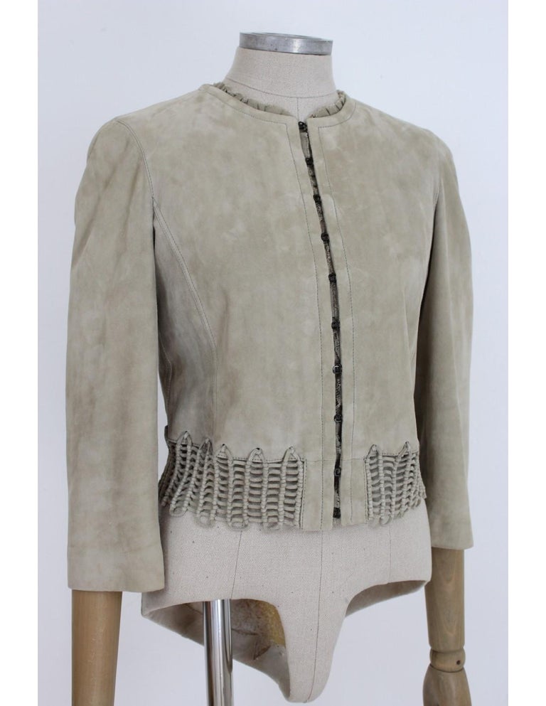 Armani Gray Leather Bolero Jacket at 1stDibs