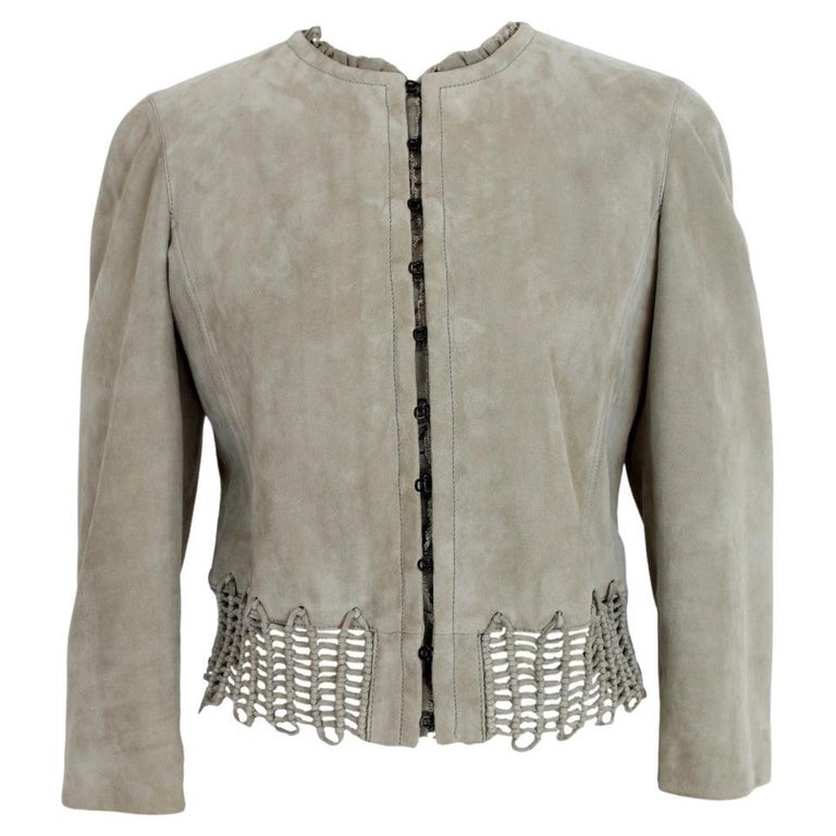 Armani Gray Leather Bolero Jacket at 1stDibs