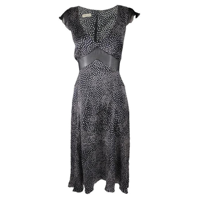 Armani Vintage Pure Silk Sheer y2k Panel Polka Dot Party Evening Dress ...