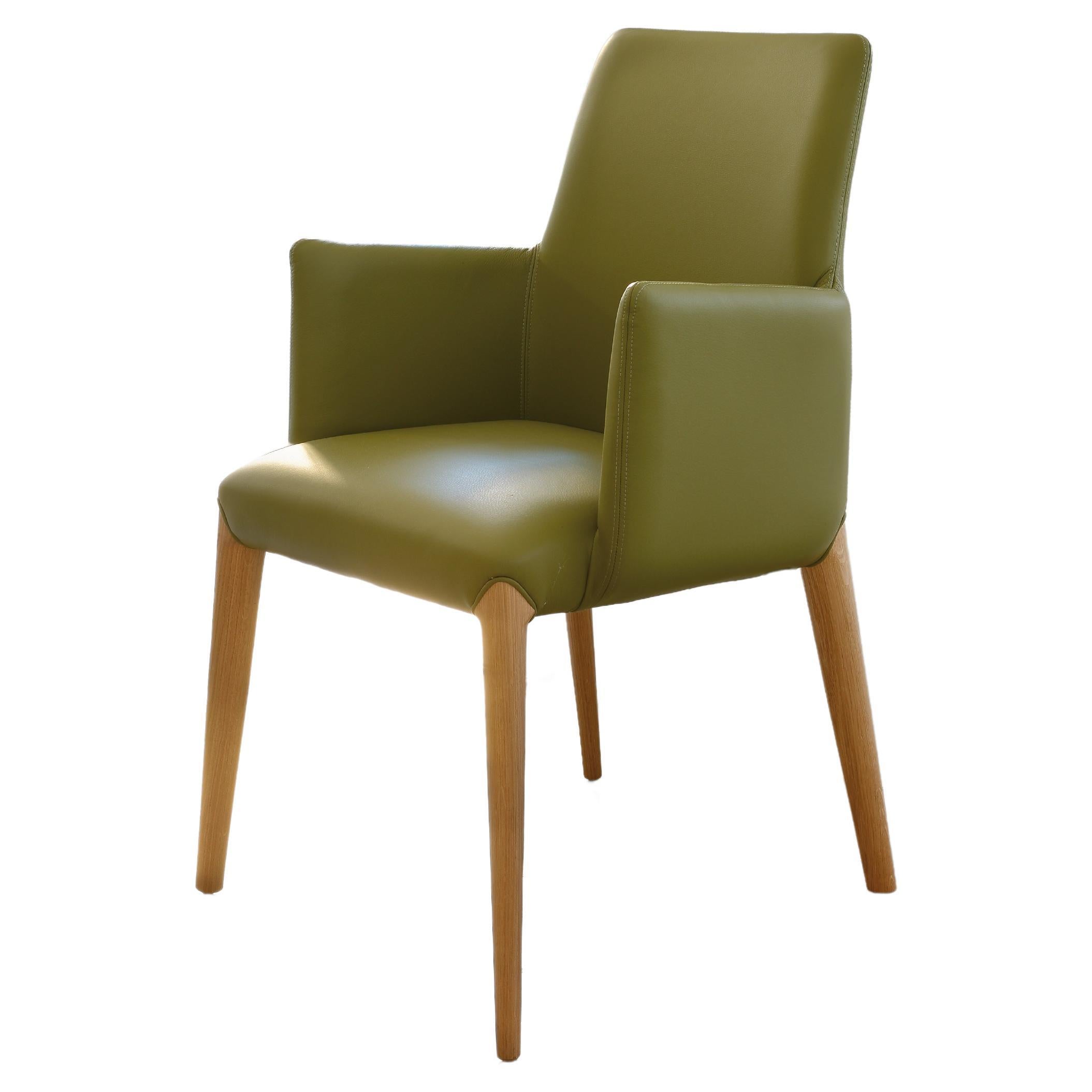 armchair art. Ines in green leather for living room or restaurant ...