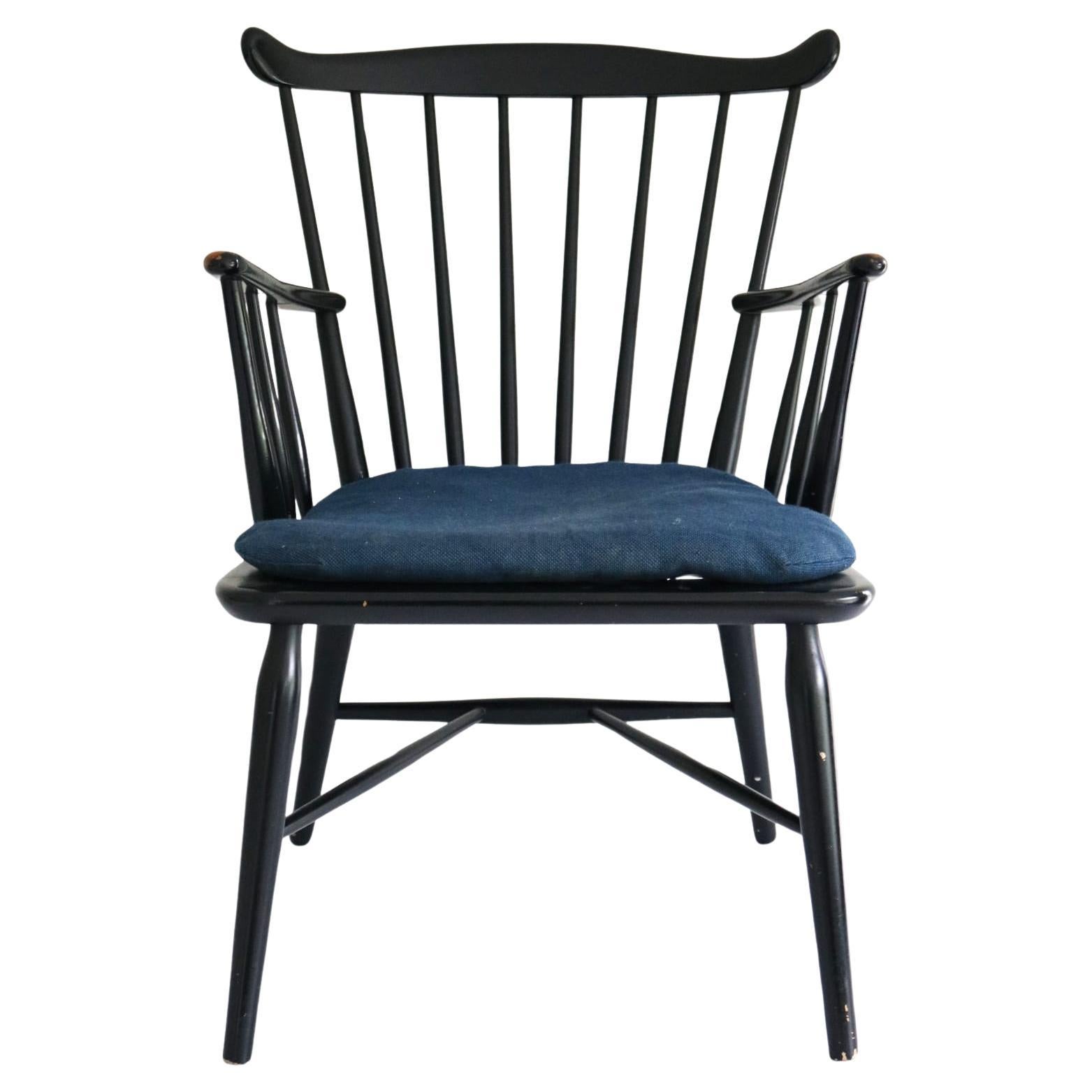 Armchair Model 213 In Teak And Imitation Leather/Skai Designed By Th ...