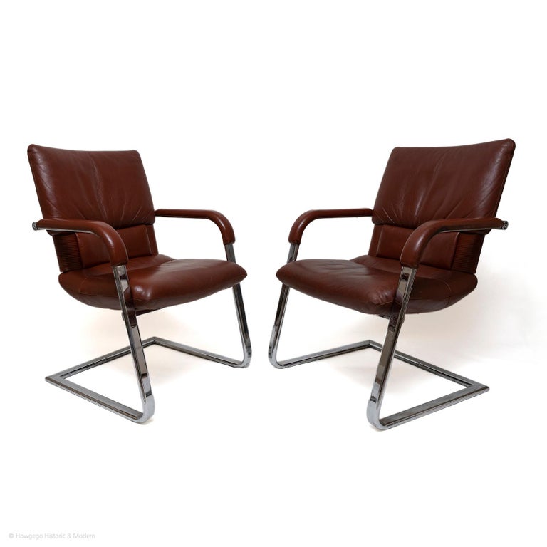 Armchair LeatherTan Chrome Signed Mario Bellini Vitra Office Bellini ...