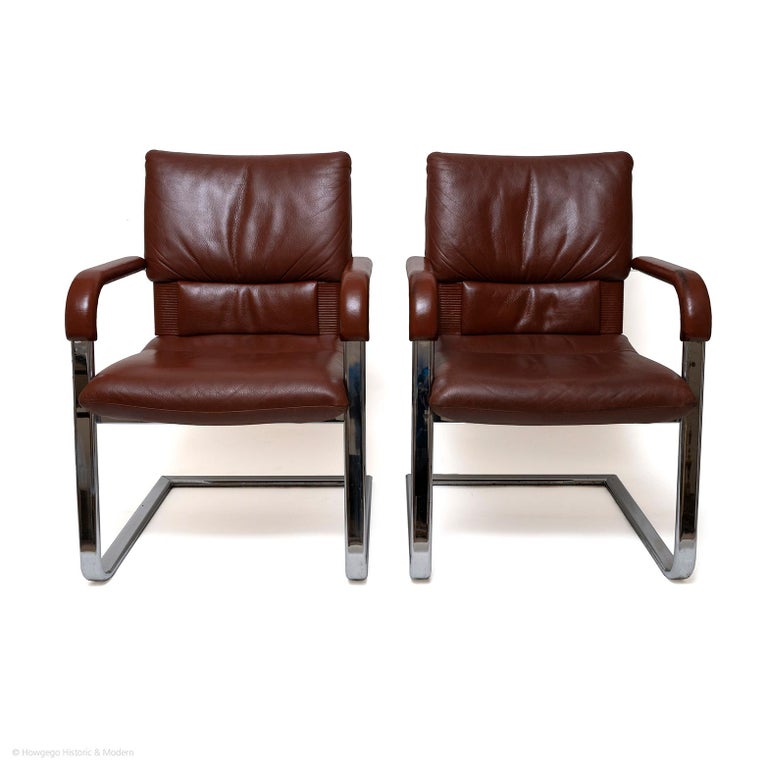 Armchair LeatherTan Chrome Signed Mario Bellini Vitra Office Bellini ...