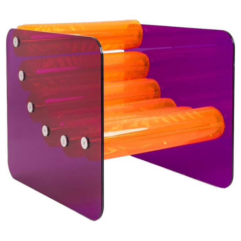 Armchair MW02 - Custom made - Purple glass sides - Handmade in France ...