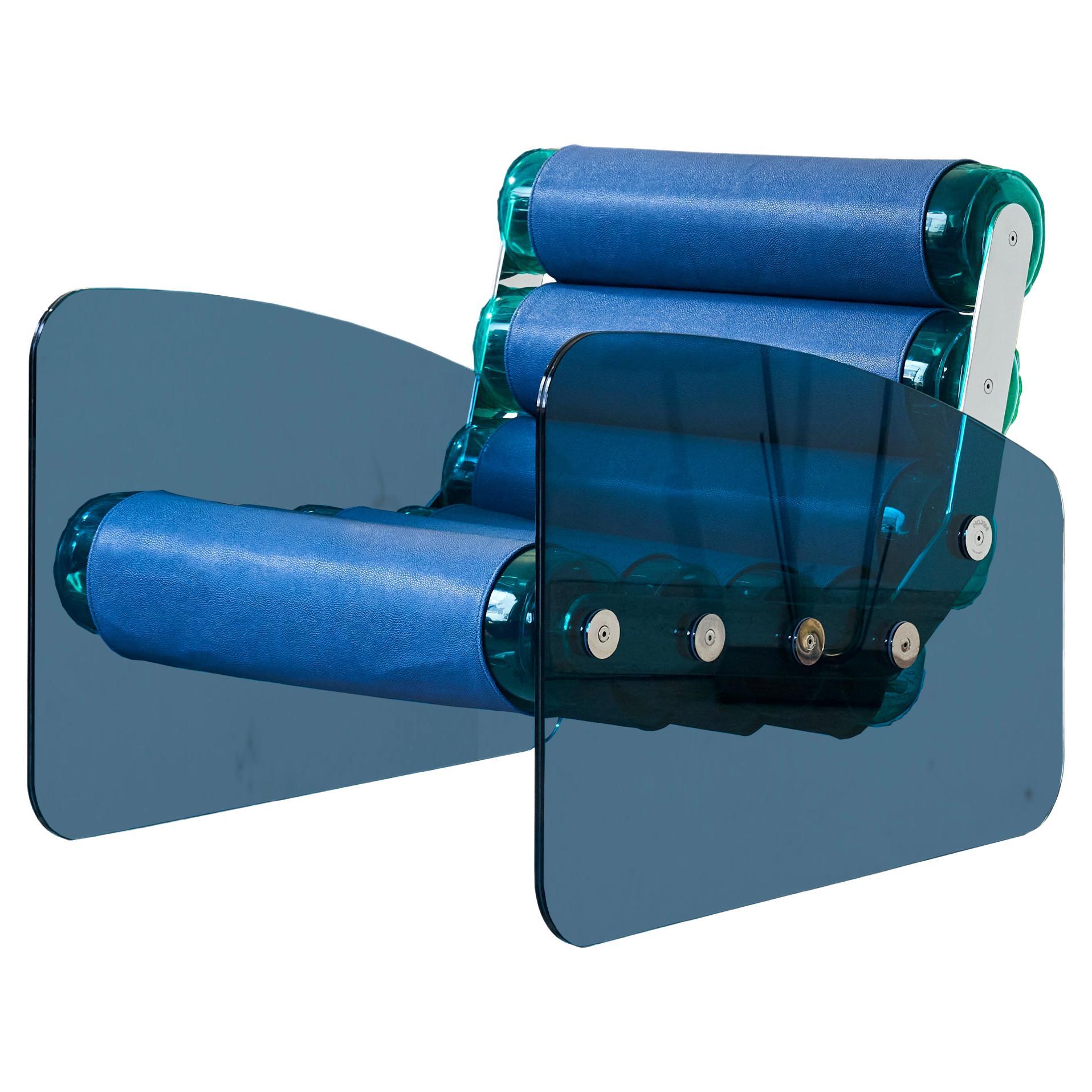 Armchair MW03, "Blue Seven" Special Series, Handmade in France For Sale at 1stDibs