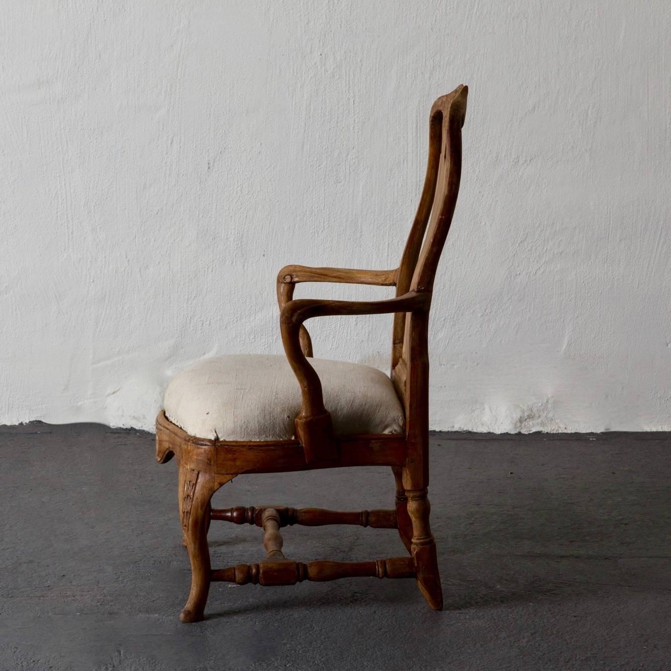 Armchair Swedish Rococo Period Natural Wood, 18th Century, Sweden For ...