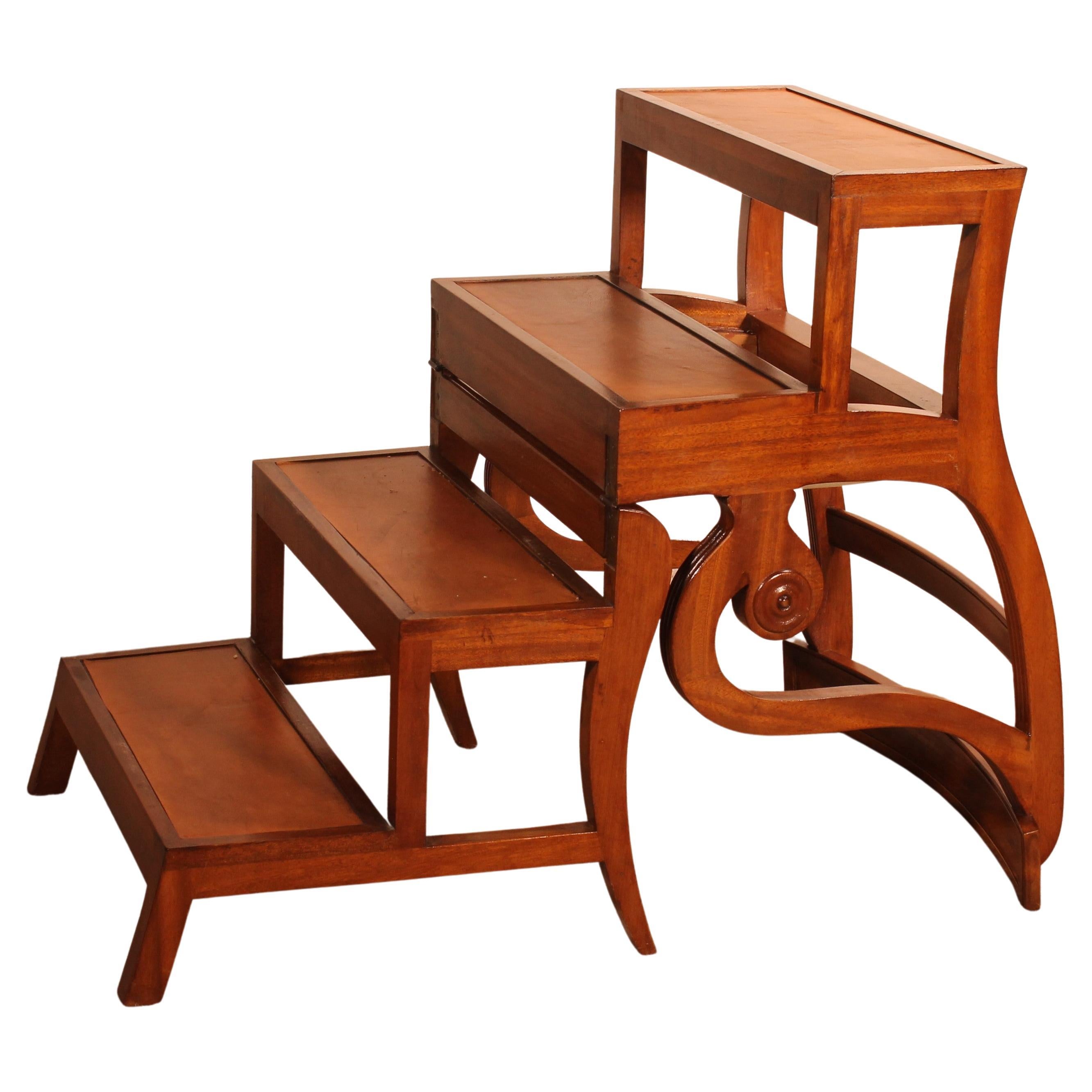 Mahogany Library Steps at 1stDibs