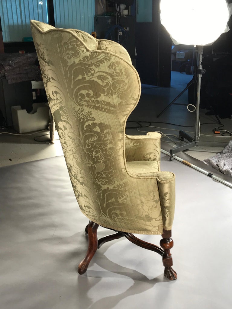 Armchair Wing Upholstered Sage Silk Vivien Leigh Laurence Oliver Notley ...