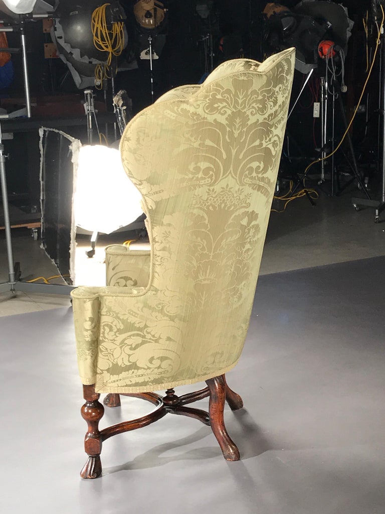 Armchair Wing Upholstered Sage Silk Vivien Leigh Laurence Oliver Notley ...