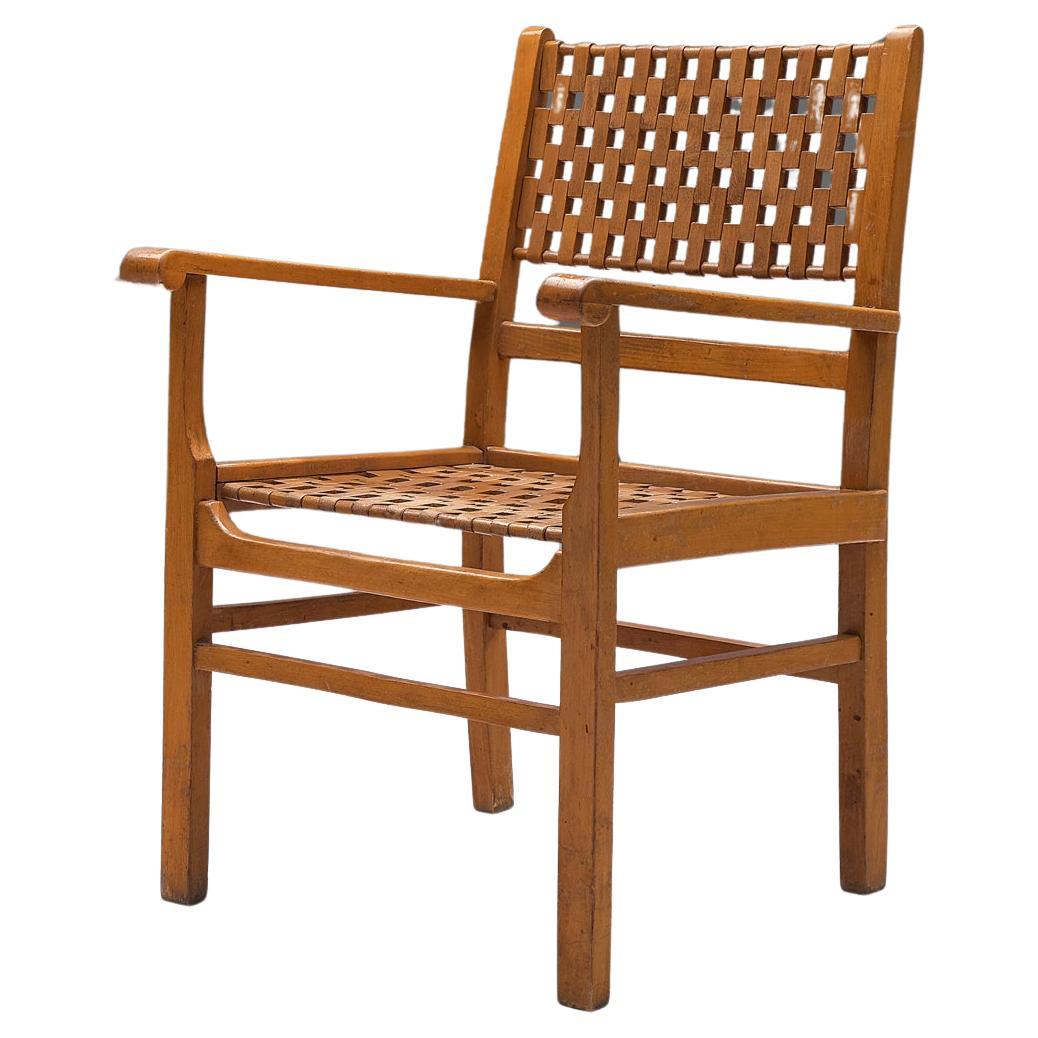 THUMB Armchair in Mahogany and Maple Wood with Padded Seat and Back For ...