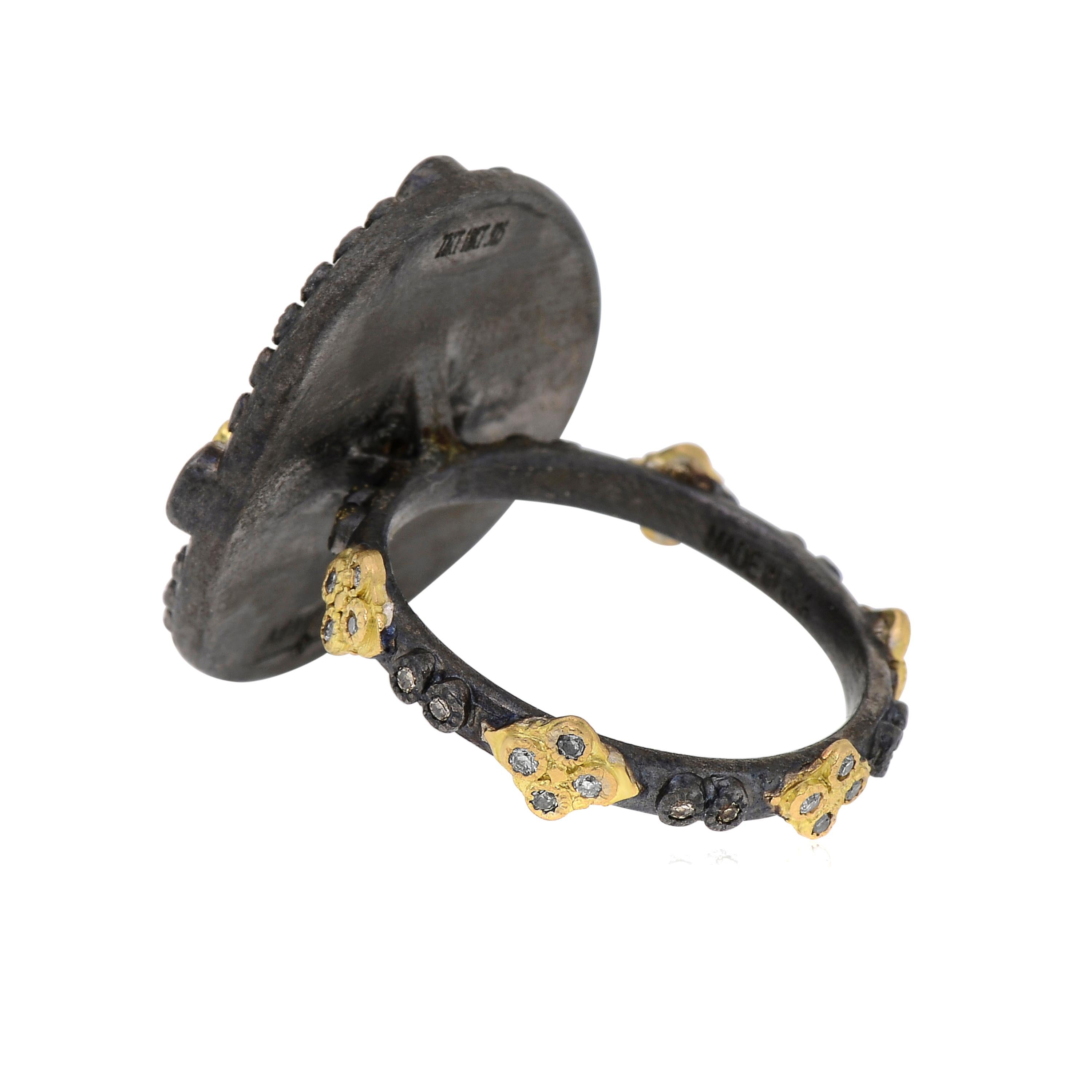 Armenta Heraldry S. and 18k Gold, Diamond and Sapphire Oval Ring For ...